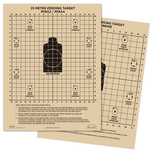 Rite in the rain 25m Zeroing Target - M16a2, M16a4, M4 Carbine ...